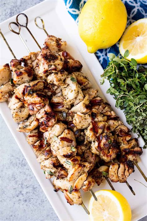 Grilled Lemon Herb Chicken Skewers Thestayathomechef