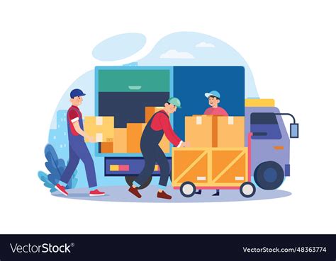 Worker Loading Packages On The Truck Royalty Free Vector