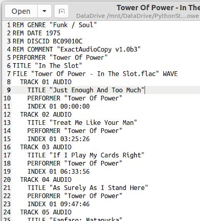 Splitting Audio Files Into Tracks Based On Cue File Delving Into Delusion