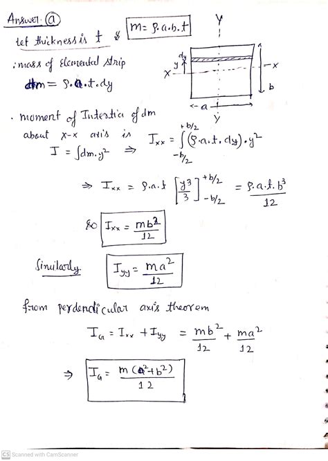 [solved] A Prove That The Mass Moment Of Inertia Or The Angular Mass Course Hero