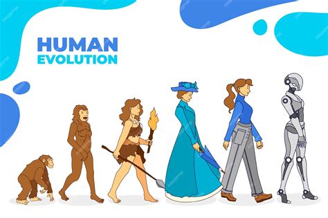 Ilustración De La Evolución Humana Dibujada A Mano Vector Premium