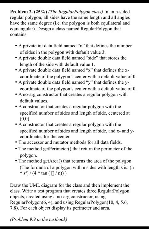 Solved Problem 2 25 The Regularpolygon Class In An