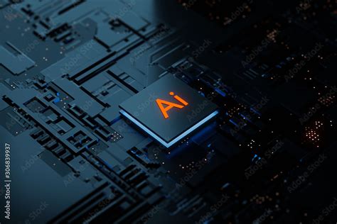 3d Rendering Glowing Ai Artificial Intelligence Technology Chipset Cpu