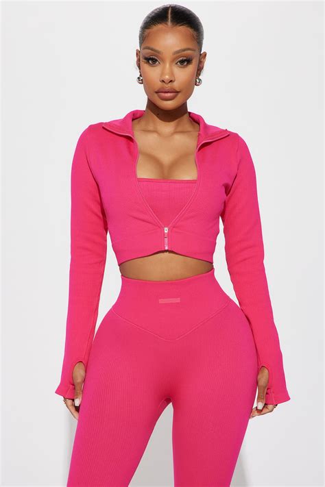 Fighter Ribbed Active Legging In Infinity Seamless Fuchsia Fashion Nova