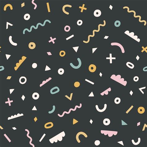 Retro Geometric Pattern Abstract Vector Seamless Background In Memphis Style Hand Drawn