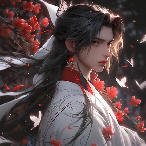 Premium Ai Image Anime Girl With Long Black Hair And Red Earrings In