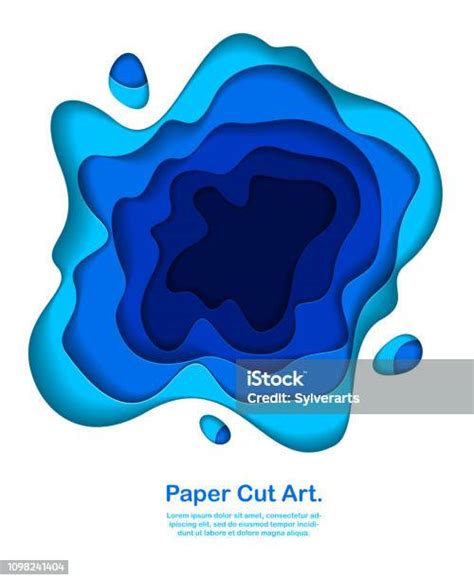 3d 抽象藍色背景與剪紙形狀剪紙樣式中的向量插圖名片演示文稿傳單或海報的佈局向量圖形及更多有層次圖片 有層次 剪紙 創作性 Istock