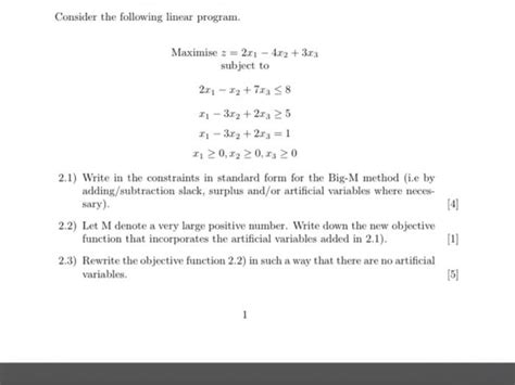 Solved Consider The Following Linear Program Maximise