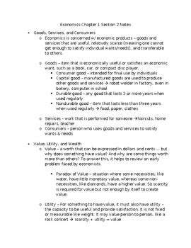 1 2 Basic Economic Concepts Teacher Lecture Notes By Jacqueline Swihart