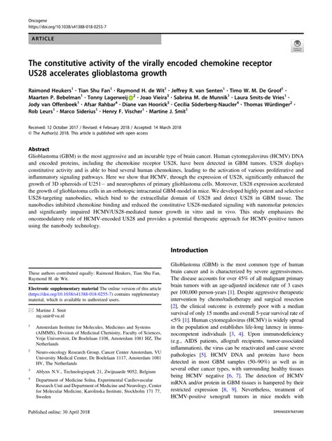 Pdf The Constitutive Activity Of The Virally Encoded Chemokine