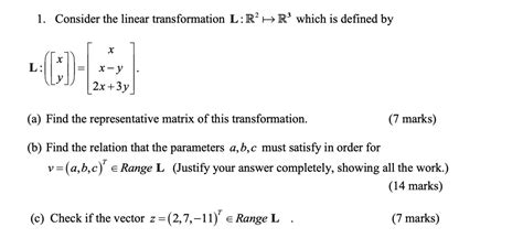 solved 1 consider the linear transformation l r2 r3 which is