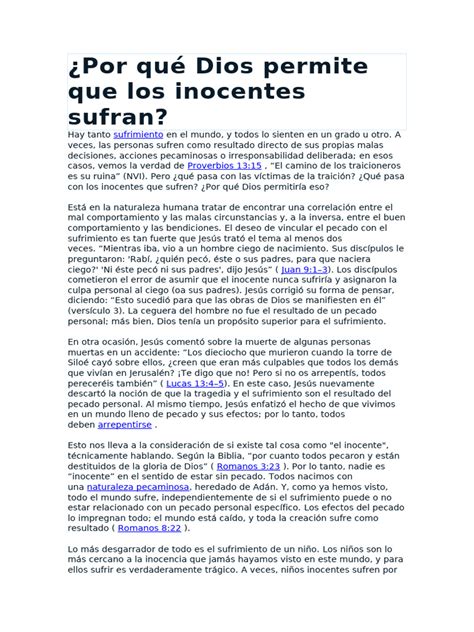 Por Qué Dios Permite Que Los Inocentes Sufran Pdf