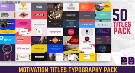 Aepr模板 50种创意动态文字标题图形排版设计动画 Motivation Titles Typography Pack