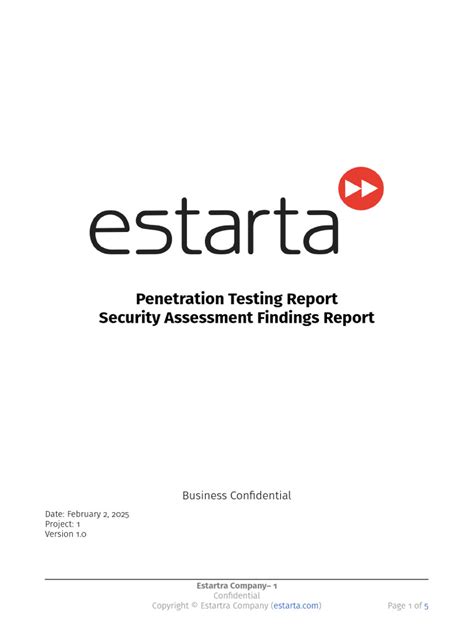 Penetration Test Report Template 1 Pdf Security Technology