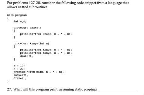 Solved For Problems 27 28 Consider The Following Code