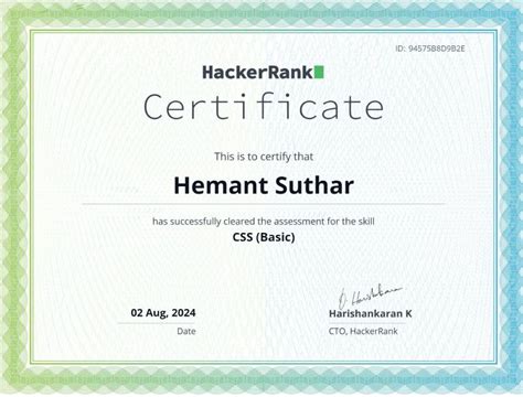 i earned hackerrank s css certification hemant suthar posted on the