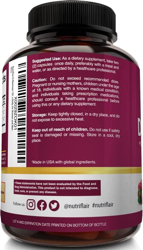 Nutriflair D Mannose 1200mg Capsules With Cranberry And Dandelion Uti