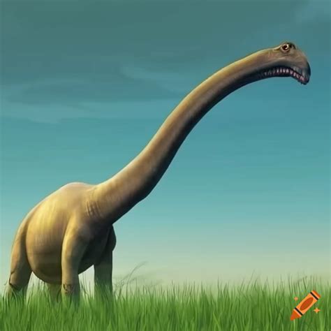 Beige Brachiosaurus In Tall Grass On Craiyon