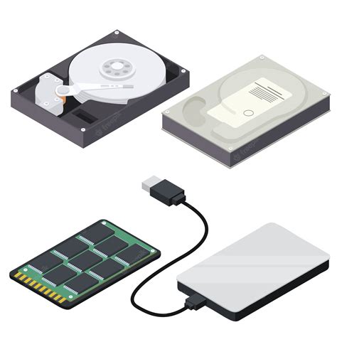 Premium Vector Hard Disk Icons Set Isometric Style