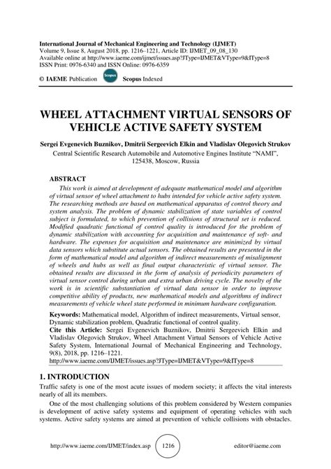 Pdf Wheel Attachment Virtual Sensors Of Vehicle Active Safety System