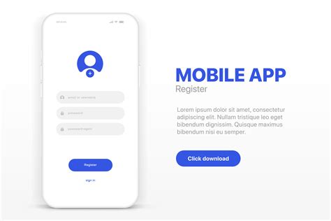 Log In Screen Mobile Application Interface Registration Form With