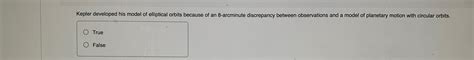 Solved Kepler Developed His Model Of Elliptical Orbits