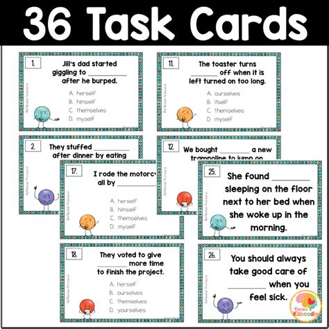 Reflexive Pronouns Anchor Charts And Task Cards Activities Made By