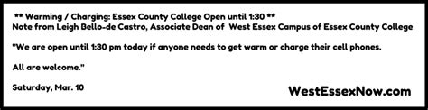 Warming Charging West Essex Campus Of Essex County College 730
