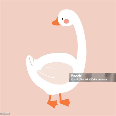 귀여운 어린이 만화 캐릭터 거위 벡터 일러스트 레이 션입니다 거위 새에 대한 스톡 벡터 아트 및 기타 이미지 거위 새 등장