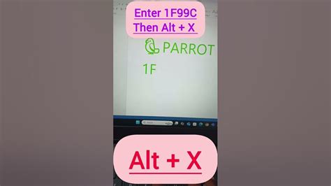 parrot 🦜 symbol shortcut in ms word parrot trending shorts