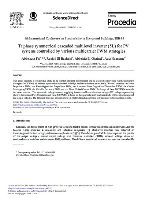 Pdf Triphase Symmetrical Cascaded Multilevel Inverter 5l For Pv