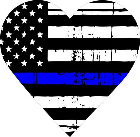 Tattered Blue Line Heart Decal Powercall Sirens Llc