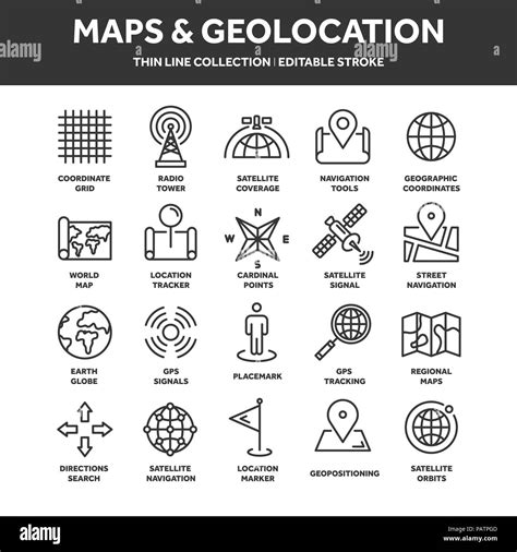 Map And Navigation Gps Coordinates Location Icons Line Art Stock Vector Image And Art Alamy