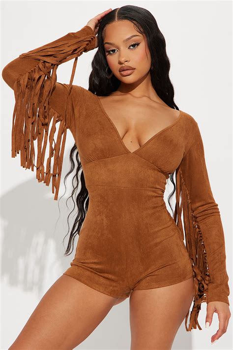 Like I Do Suede Romper Camel Fashion Nova Rompers Fashion Nova