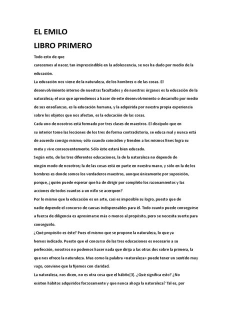El Emilio Libro Primero Pdf Emile O Sobre Educación Esparta