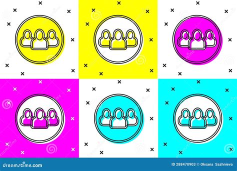 Set Project Team Base Icon Isolated On Color Background Business Analysis And Planning