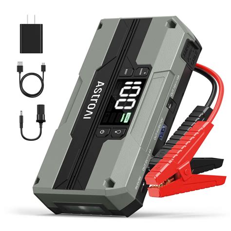 AstroAI T8 Car Jump Starter Grey 2500A 8 In 1 Jump Box For Car Battery 15200mAh QC 3 0 Power