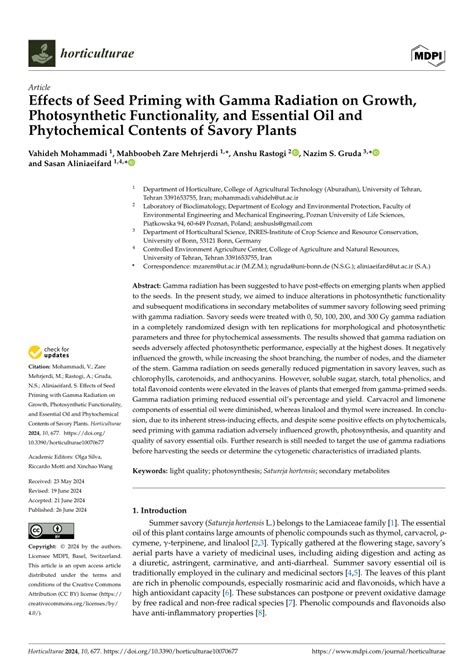 Pdf Effects Of Seed Priming With Gamma Radiation On Growth
