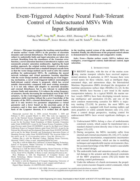 Pdf Event Triggered Adaptive Neural Fault Tolerant Control Of