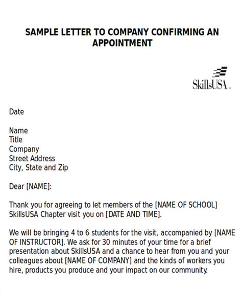 Meeting Appointment Letter Sample PDF Template