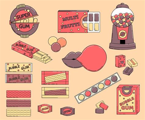 Premium Vector Set Of Cartoon Bubble Gum Vector Illustrator Pastel Color