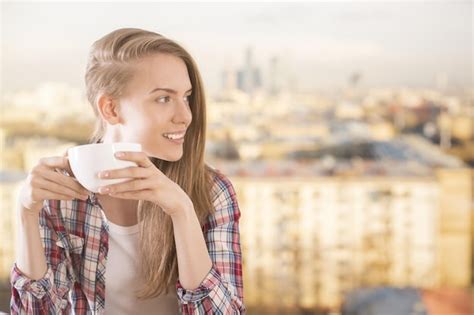 Premium Photo Pretty Girl Drinking Coffee