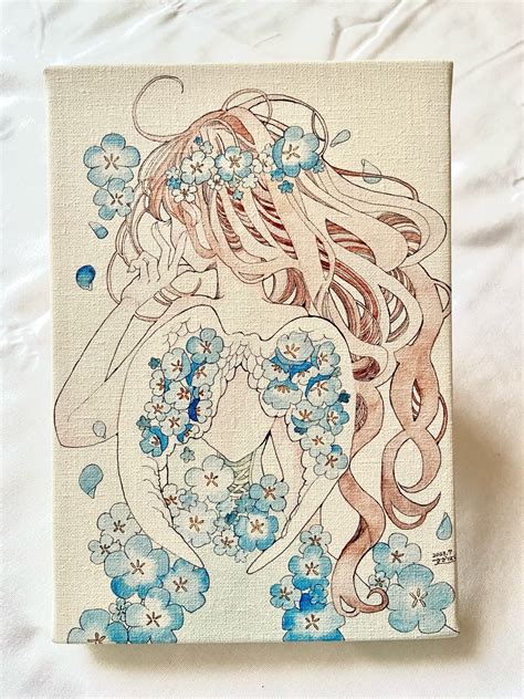 複製原画を作りました 花と少女を描いているイラストレーターのブログ不定期更新