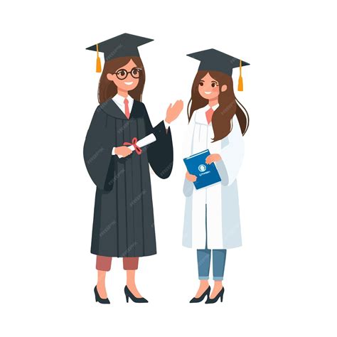 Graduation Event Teacher And Student Vector Illustration Premium Ai