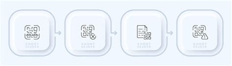 Qr 코드 세트 아이콘 스티커 제품 라벨링 암호화된 정보 실패 스캔 바코드 오류 구매 쇼핑 기술 개념 신형성 스타일 비즈니스를 위한 벡터 라인 아이콘 프리미엄 벡터