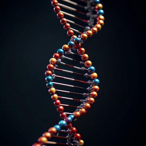 DNA Model On Black Background Abstract Representation Premium AI Generated Image