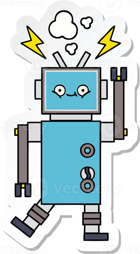 Sticker Of A Cute Cartoon Dancing Robot 45142724 Png
