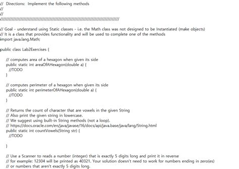 Solved Directions Implement The Following Methods
