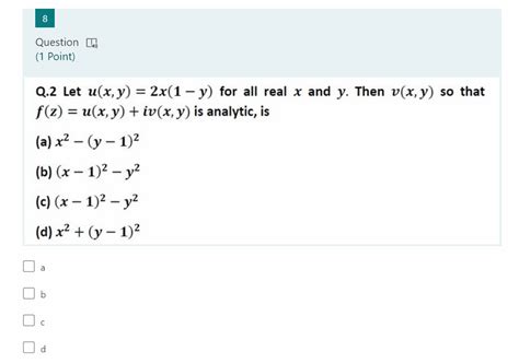 Solved 8 Question 1 Point Q 2 Let U X Y 2x 1 Y For Chegg Com
