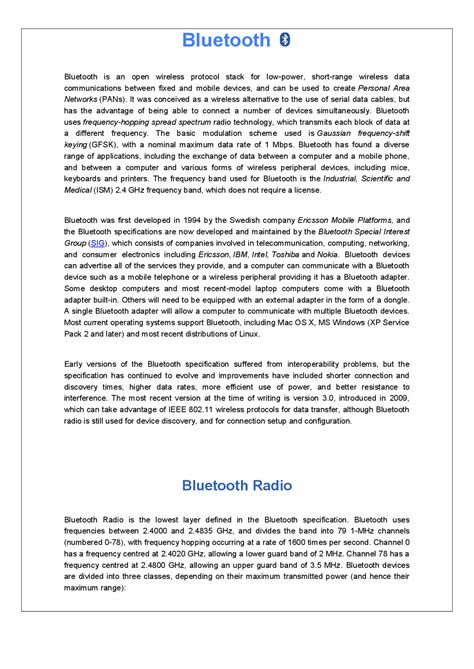 Bluetooth Of Mobile Computing Docsity